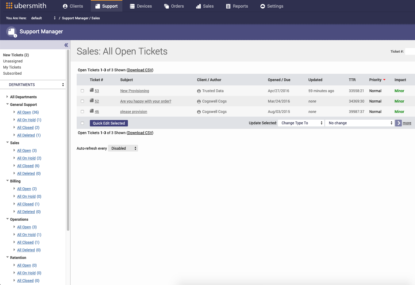 Ticketing - Ubersmith